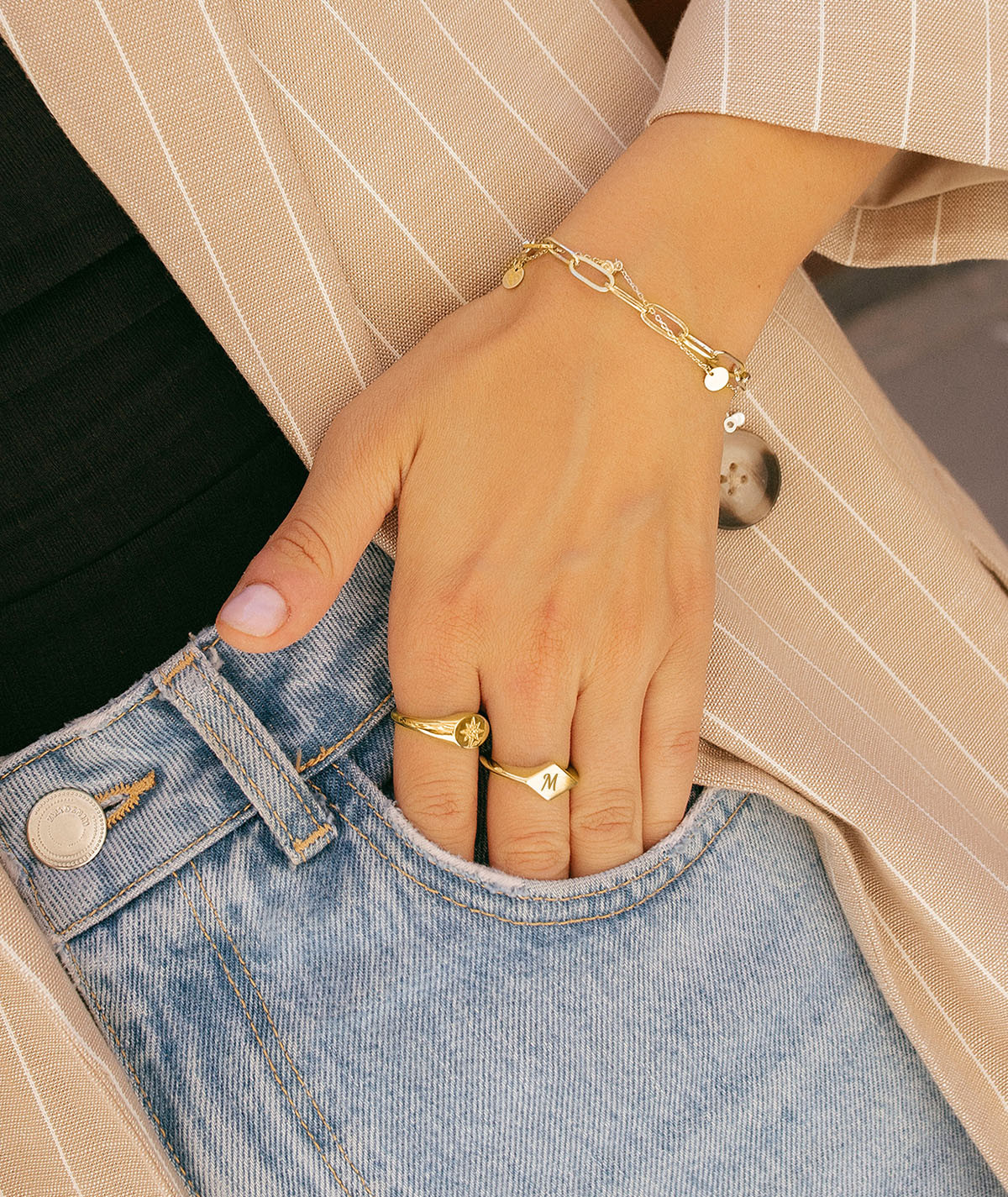 Mezea by Brelery - Anillo Sello Rombo